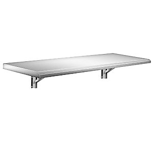 KODOM Concession Shelf 72L x 12W Inch, Stainless Steel Drop Down Folding Serving Food Shelf Stand Serving for Concession Windows