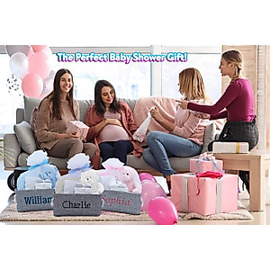 Baby Girl Newborn Essentials, Baby Shower Gifts with Decorated Gift Basket Set for Girls Including Blanket Bodysuit Towels and Washcloths Teddy Bear