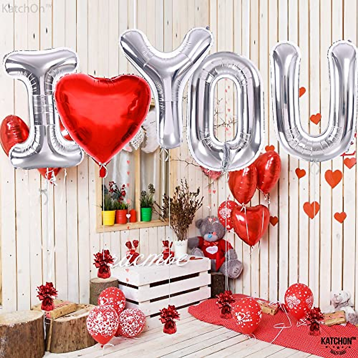 Huge, Silver I Love You Balloons - 40 Inch | Love Balloons for Valentines Day Decor | I Love You Foil Balloons, Happy Anniversary Balloons | I Heart You Balloons for Happy Anniversary Decorations