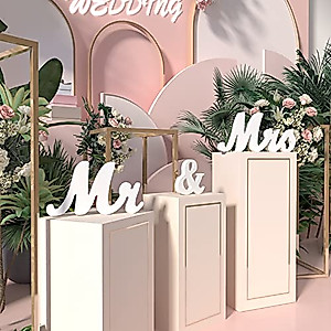 VIOPVERY Mr and Mrs Sign for Wedding Table,Large Wooden Letters Mr & Miss Signs for Sweetheart Table,Photo Props Wedding Decorations for Anniversary,White