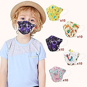 Cute KN95 Face Masks for Kids 50 Pack 5 Layers Breathable Children Safety Respirator Multicolor Cup Dust Disposable Child KN95 Mask