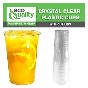 Clear Plastic Disposable Cups | 14 oz Cups, 500 Pack | Crystal Clear PET Cup | Cold Smoothie | Iced Coffee Go Cups | Ideal for Coffee, Parfait, Juice, Soda, Cocktail, Party Cups (14oz, 500 count)