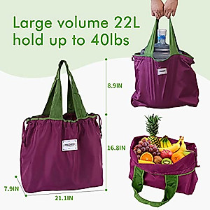 MVSCOCEAN Reusable Grocery Bags, Colorful Shopping Bags,Machine Washable,Foldable,Durable,Lightweight,Set of 3 (Fuchsia,Lake Blue,Purple)