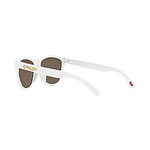 Oakley Men's OO9245 Frogskins Low Bridge Fit Square Sunglasses, Matte White/Prizm 24K Polarized, 54 mm