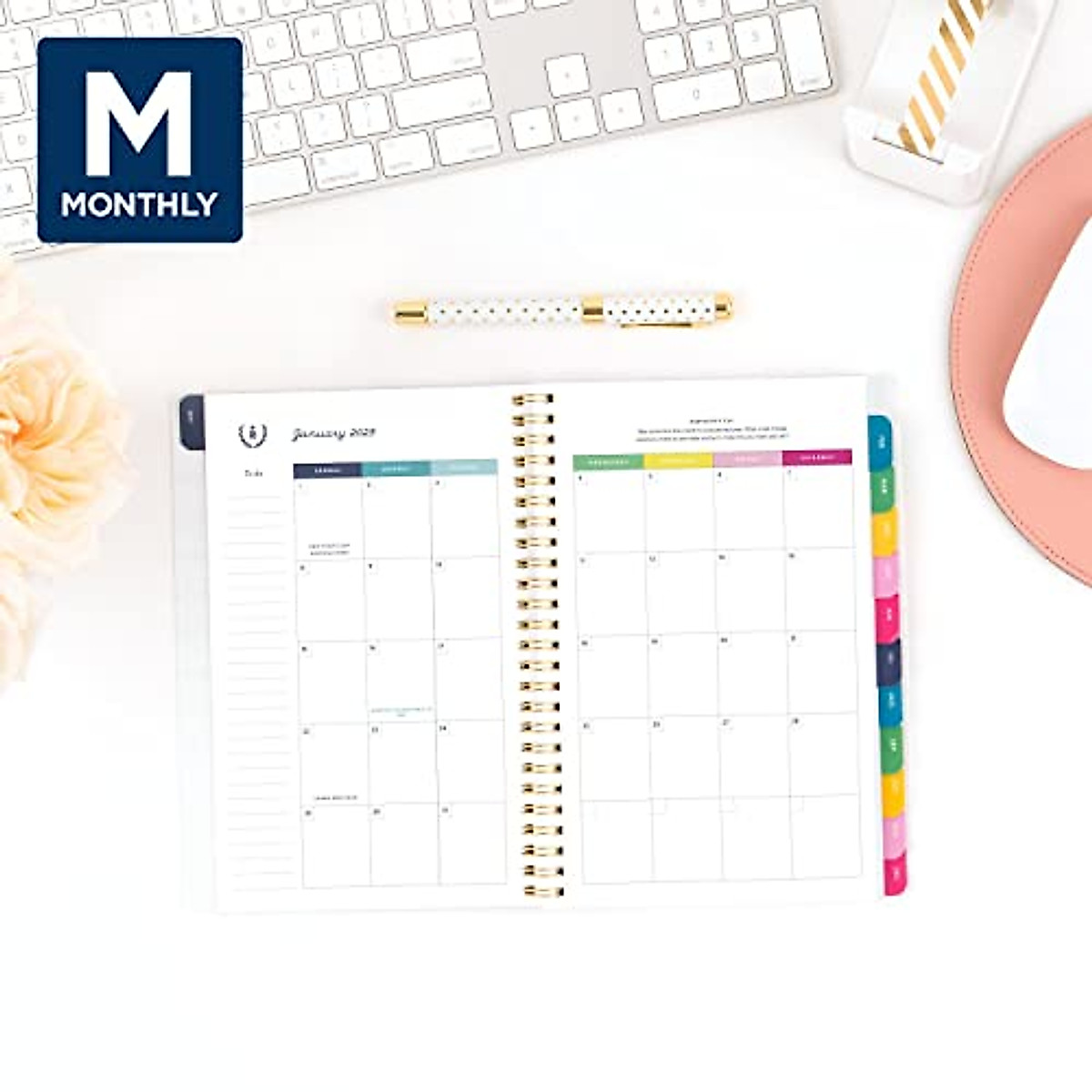 AT-A-GLANCE 2023 Weekly & Monthly Planner, Simplified by Emily Ley, 5-1/2" x 8-1/2", Small, Monthly Tabs, Climbing Rose (EL92-200)