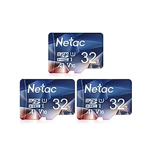 Netac 32GB Micro SD Card 3 Pack Micro SDHC UHS-I Memory Card, High Speed TF Card up to 90MB/s - Full HD Video Recording U1, Class10, V10, A1 Expanded Storage for Smartphone/Camera/PC