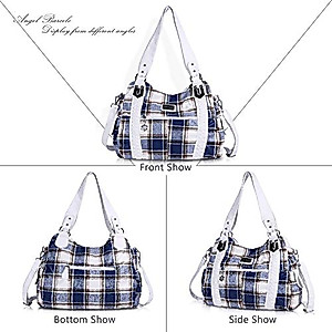 Angel Barcelo Roomy Fashion Hobo Womens Handbags Ladies Purse Satchel Shoulder Bags Tote Washed Leather Bag Blue