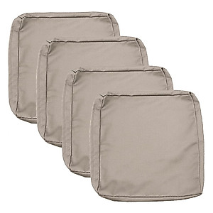Sqodok Patio Cushion Covers 24x24 Waterproof Outdoor Cushion Covers for Patio Furniture 4Pack Patio Cushion Slicovers Replacement Outdoor Seat Cushion Slip Cover for Wicker Chair, Tan