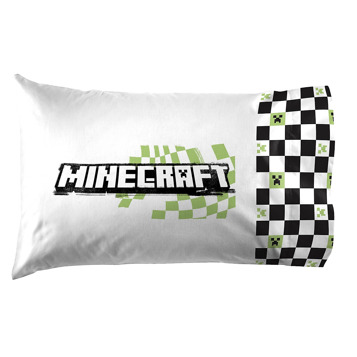 Jay Franco Minecraft Creeper Full Size Sheet Set - Super Soft 4 Piece Kids Bedding Set - Microfiber Sheets Includes Reversible Pillow Covers