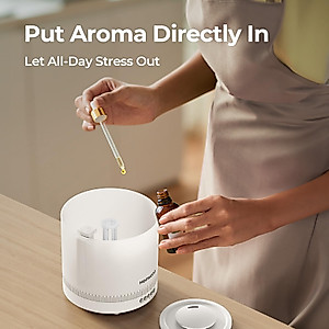 Homvana Small Humidifiers for Bedroom, 1.8L Cool Mist Top Fill Humidifier for Baby Nursery, Essential Oil Diffuser, 3 in 1 for Home Plants Offices and Grow Tents, 7 Color Nightstand Light, Ultrasonic
