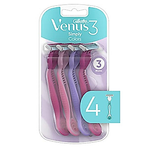 Gillette Venus Simply3 Women's Disposable Razors, 4 Count (Pack of 1)