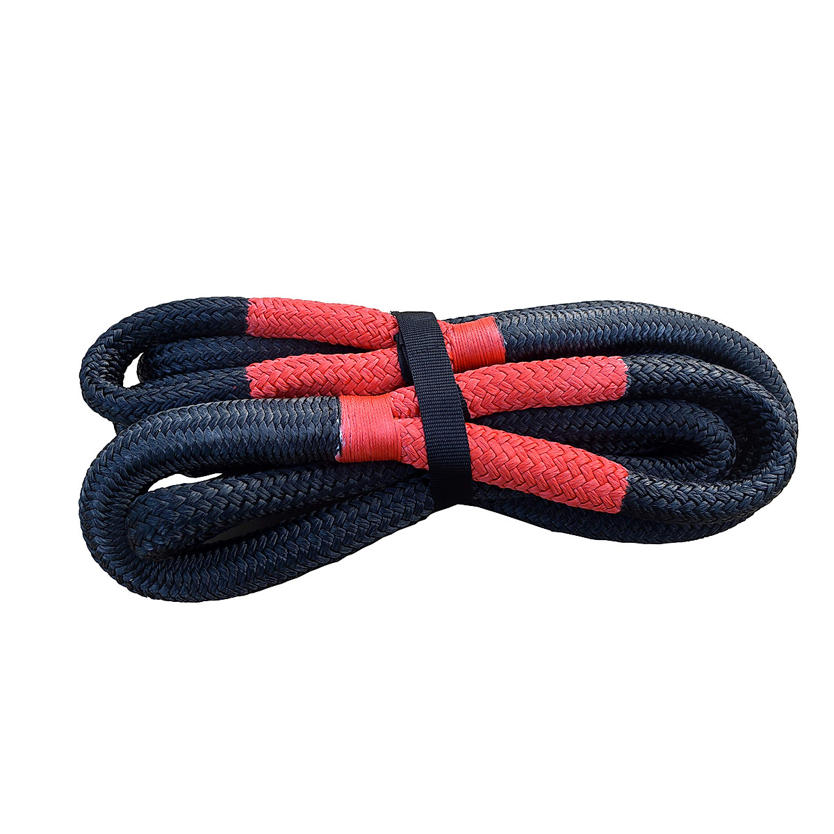 QIQU 3/4"×20ft Kinetic Recovery Rope & 5/8" D Shackle, Heavy Duty Vehicle Tow Ropes,Energy Rope,Double Braided Nylon Kinetic Rope (3/4"×20ft, Black 2)