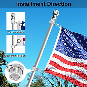 MOFEEZ Flag Pole Rings with Bearings, Fit Flagpole with 0.75-1inch Diameter, 360 Degree Anti-Wrap Aluminum Alloy Rotating Flag Mounting Rings with Carabiner Tangle Free(Pack of 2-Silver)