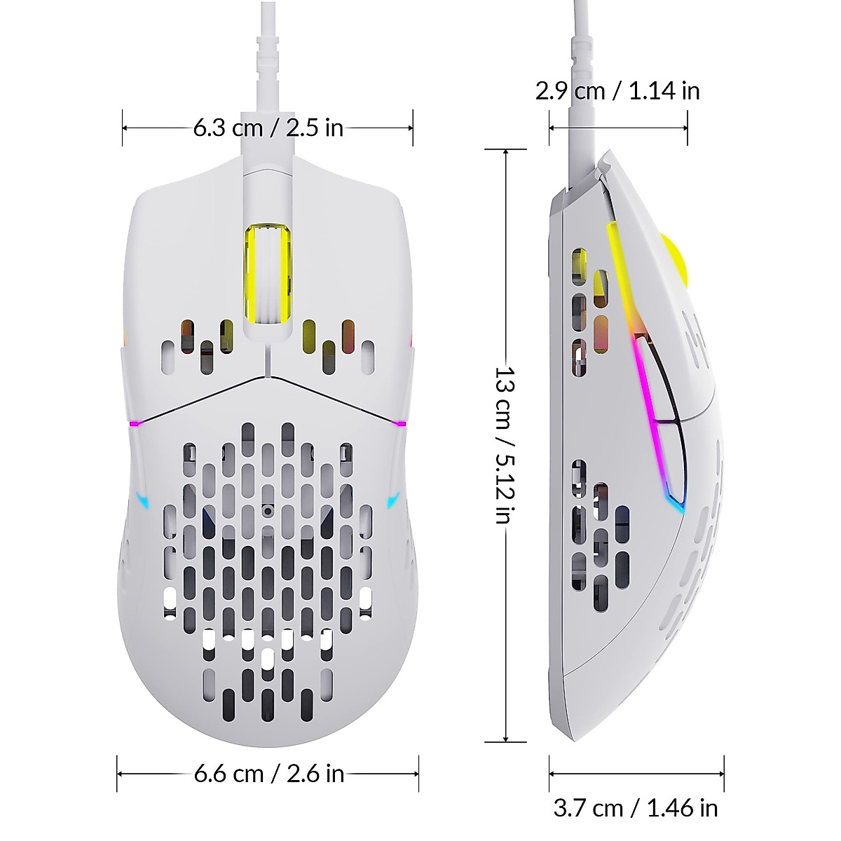 Keychron M1 Wired Gaming Mouse PMW3389 Sensor 16,000 DPI, 68g Ultra-Lightweight, On-Board Memory, RGB Backlit, PC/Mac (White)