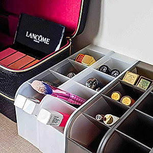 STYLIO Office Desk Organizer. Pen & Pencil Holder. Markers, Stationery Caddies Essential for Office/ Teacher Supplies. Translucent Black & White Caddy Organizer Racks (Set Of 4). Perfect for Desktops