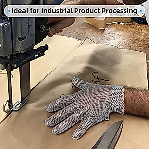 Schwer Highest Level Cut Resistant Stainless Steel Metal Mesh Chainmail Glove Butcher Glove for Meat Cutting Food Processing Knife Sharpening Oyster Shucking Kitchen Mandoline Slicing Fish Fillet（L）