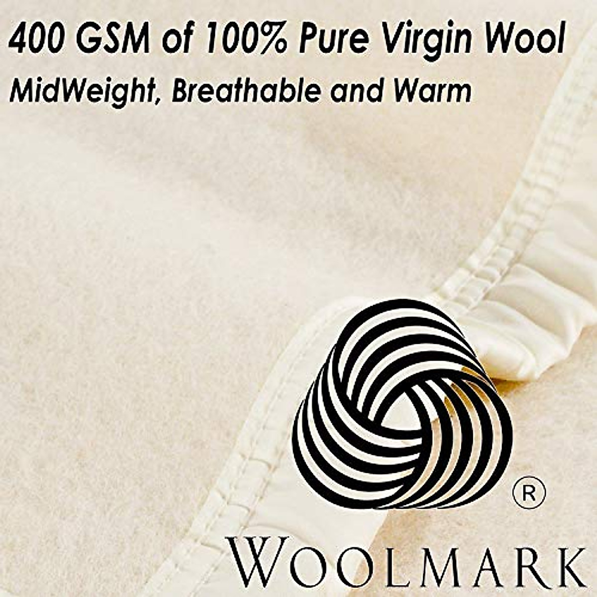 Poyet Motte Rivoli Solid 400GSM 100% Virgin Wool Blanket, Medium/Heavy Weight, Machine Washable (Natural Solid, Full/Queen Size)