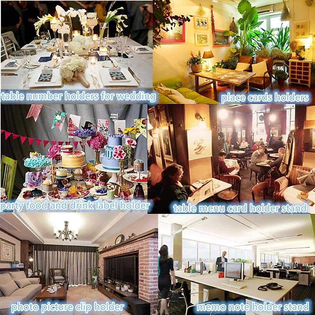 20 Pcs Rustic Wood Place Card Holders with Memo Clips and 30 Pcs Kraft Place Cards, Wooden Table Number Holder Stand Photo Picture Note Clip Holders for Wedding Party Name Sign - Cube Base