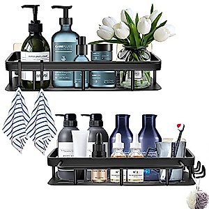 Shower Caddy Bathroom Shower Organizer, Adhesive Shower Caddy No Drilling Shower Storage,Shower Shelves for Inside Shower Rustproof Shower Rack Matte Black 2 Pack