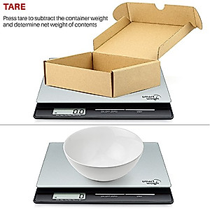 Smart Weigh Professional USPS Postal Scale with Tempered Glass Platform, Multiple Weighing Modes and Tare Function, Silver Shipping Scale, Platform Scale, 11 pounds/ 5 Kilograms
