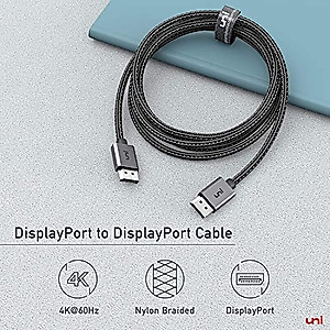 uni VESA Certified DisplayPort Cable [2K@165Hz/144Hz, 4K@60Hz], High-Speed Display Port Cable Braided 6.6 FT, DP 1.2 Cable for 2K Gaming Monitor, PC, NVIDIA/AMD Graphics Cards