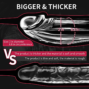 Huge Thick Clear Dildo Sex Toy - 8.7 Inch Big Penis Dildos with Strong Suction Cup for Hands-Free Play, 2'' Diameter Anal Dildo Vagina G Spot Stimulator Adult Sex Toys for Women Pleasure(L)