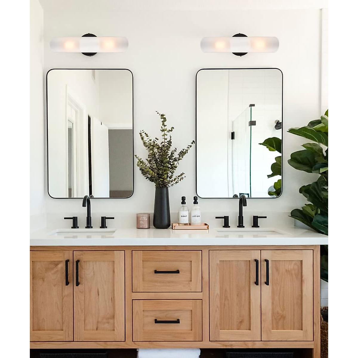 DAYCENT Modern Farmhouse Black Bathroom Light Fixtures Wall Sconces Set of Two Cylinder Sconce Lighting