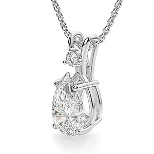 ERAA Jewel Island Girl Pendant 4.00CT, Pear Brilliant Cut, Colorless Moissanite Stone, 925 Sterling Silver, Pendants for Women Daily Wear, Great for Gift Or As You Want