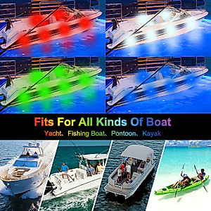 Obcursco Wireless Boat Lights, Battery-Powered RGB Multi-Color Submersible LED for Interior, Deck, and Courtesy Lighting, Ideal for Pontoon, Kayak, Fishing, and Jon Boats (4 PCS)