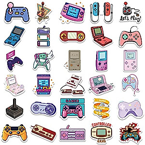 60pcs Color Gaming Stickers for Teen Water Bottle,Cool Cartoon Trendy Gamepad Stickers Fun Aesthetic Waterproof Vinyl Decals for Laptop Bumper Luggage Skateboard Guitar