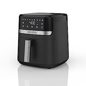 BLACK+DECKER Purify 4QT Air Fryer, Timer with Auto Shut-off and Shake Reminder, Digital LED Touchscreen and 9 Presets, 1300W up to 400 F, Dishwasher Safe Parts