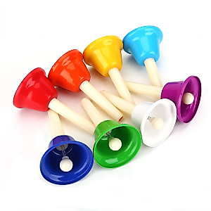 Handbell,8-Note Diatonic Hand Bells Set,Colorful Musical Instrument for Kids,Toddlers Adults,Perfect for Festivals, Teaching,Church,Weddings,Family Parties Come with Carry Bag
