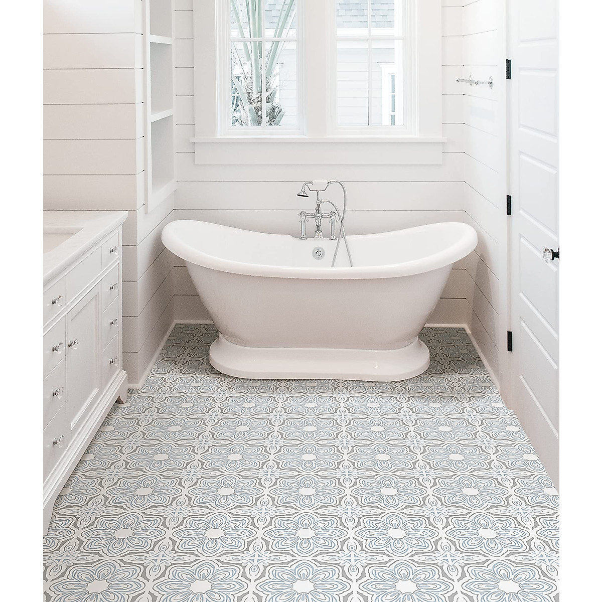 FloorPops Morris Peel & Stick Floor Tiles, Gray
