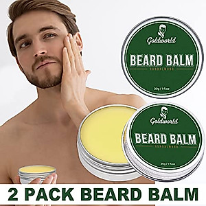 Beard Kit,Beard Growth Grooming Kit w/2 Pack Beard Oil & 2 Pack Beard Balm,Christmas Stocking Stuffers Gifts forfor Men Him Husband Dad Boyfriend,Shaving Kit w/Beard Wash Comb Brush (Sandalwood)