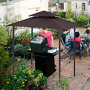 MASTERCANOPY  8 x 5 Grill Gazebo Outdoor BBQ Gazebo Canopy with 2 LED Lights (Brown)