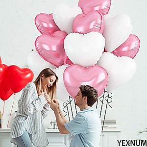 30PCS White Pink Heart Balloons,18 inch Heart Shape Balloons,Heart Party Decorations,Suitable for Baby Shower Wedding Birthday Party Decorations