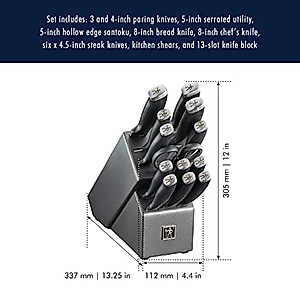 HENCKELS Silvercap Razor-Sharp 14-Piece Knife Set, Chef Knife, Paring Knife, Utility Knife, Bread Knife, Steak Knife, German Engineered Informed by 100+ Years of Mastery