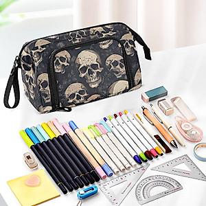 UMIRIKO Halloween Skull Gothic Pencil Pouches Large Pencil Cases Zipper Pencil Bags Pen Box Big Pen Cases for Adults Girls Kids Boys 21343671