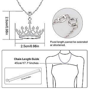 Gemschest Sterling Silver Round Cubic Zirconia Crown Pendant Necklace Queen Jewelry for Mom Women with 18" Silver Chain