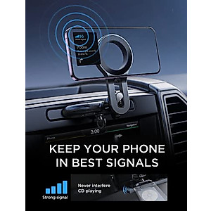 LISEN CD Phone Holder Mount for Car [2 Mounting Options] for CD MagSafe Car Mount, Adjustable iPhone 15 Car Mount CD Magnetic Phone Holder Mount for Car Fit for iPhone 15 Pro Plus Max Mini 14 13 12