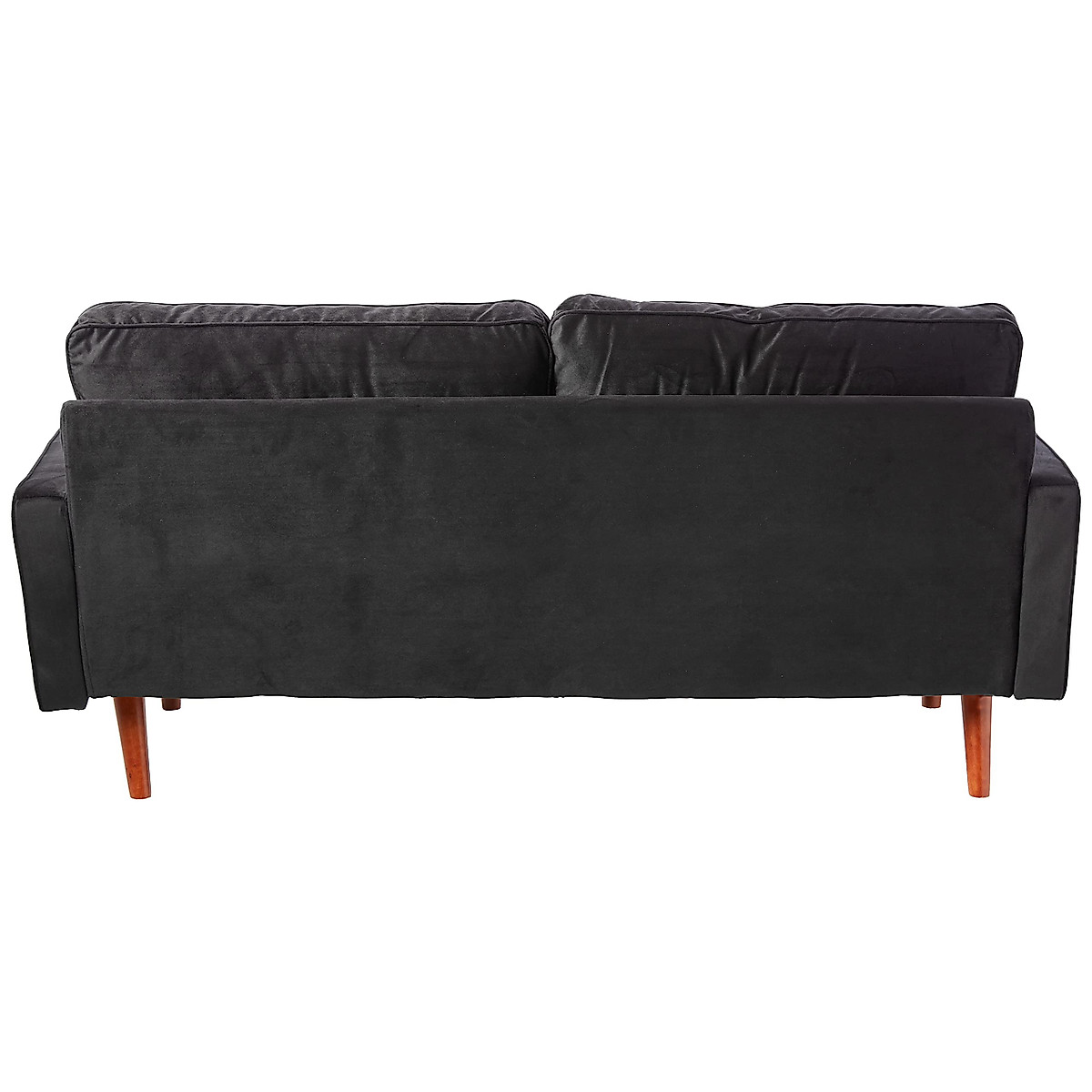 US Pride Furniture Haven Modern Velvet Sofa with Bolster Pillows, Button Tufted Seat, Track Arms and Solid Wood Legs, Couches for Living Room, Bedroom and Home Office, Black