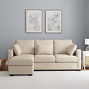 Hillsdale York Upholstered Modern Sectional Sofa Fabric Couch, Sand