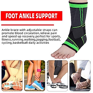 Ankle Support Brace, Breathable Ankle Compression Sleeve with Adjustable Wrap,Elastic Ankle Braces Stabilizer for Plantar Fasciitis,Achilles Tendonitis,Sprained Ankle Pain Swelling Relief (Single)