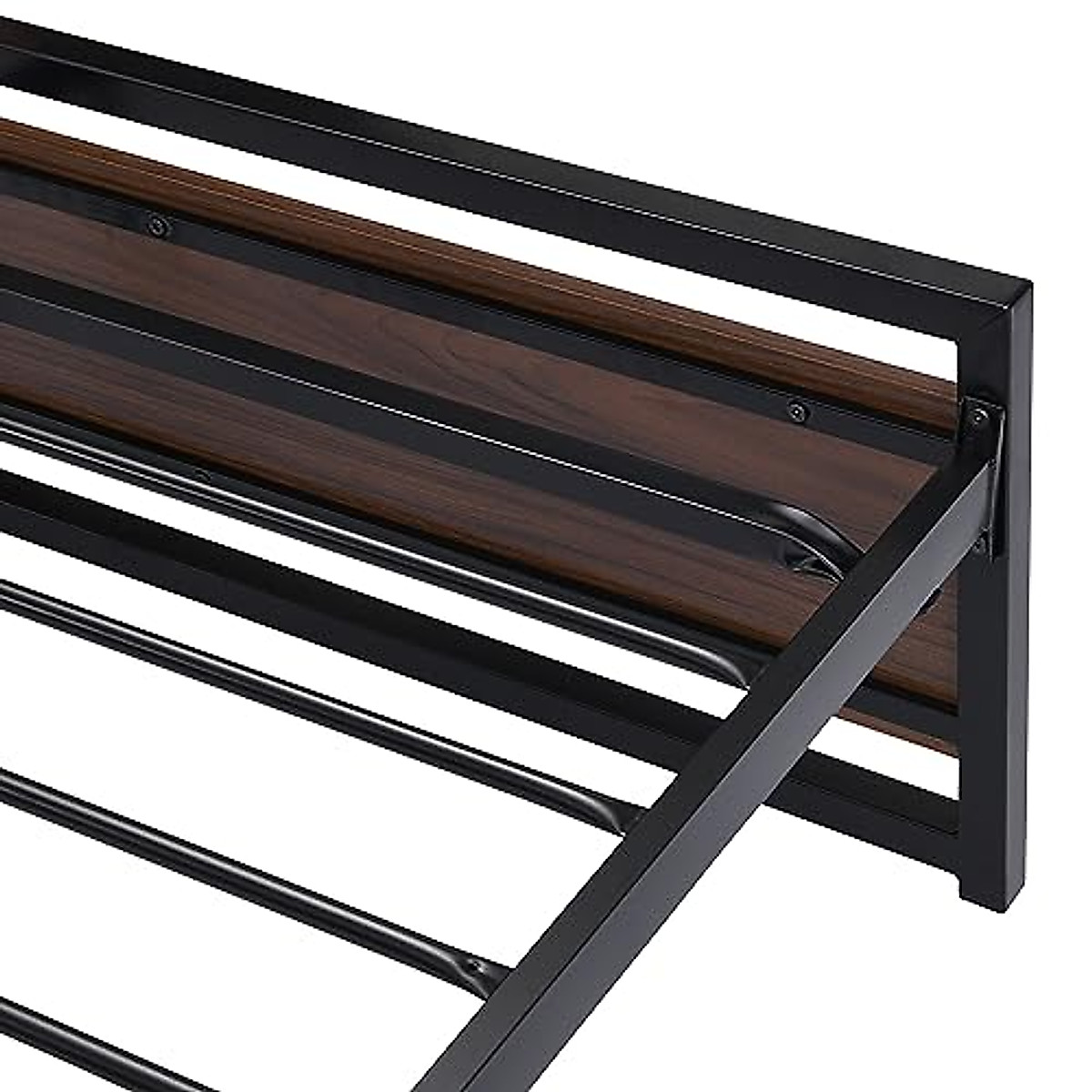 HAUSHECK Queen Size Platform Bed Frame, Industrial Stlye Bed Frames w/Headboard & Footboard, Metal Bedframe No Box Spring Needed w/Strong Steel Slat Support Mattress Foundation for Teen, Adults