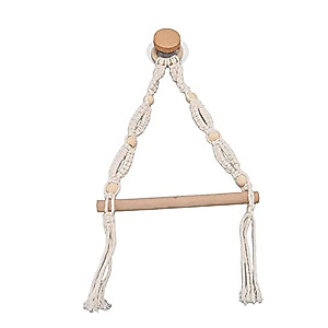 Vintage Rope Towel Holder No Punching Wall Mounted Wide Application Space Saving Eco Friendly with Wooden Rod for Bathroom Kitchen