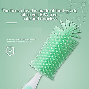UUKING Baby Bottle Brush Small Bottle Silica Gel Scrubber Cleaner Brushes Set Sponge Washer Milk Water Cleaning Kit Cup, (Green)