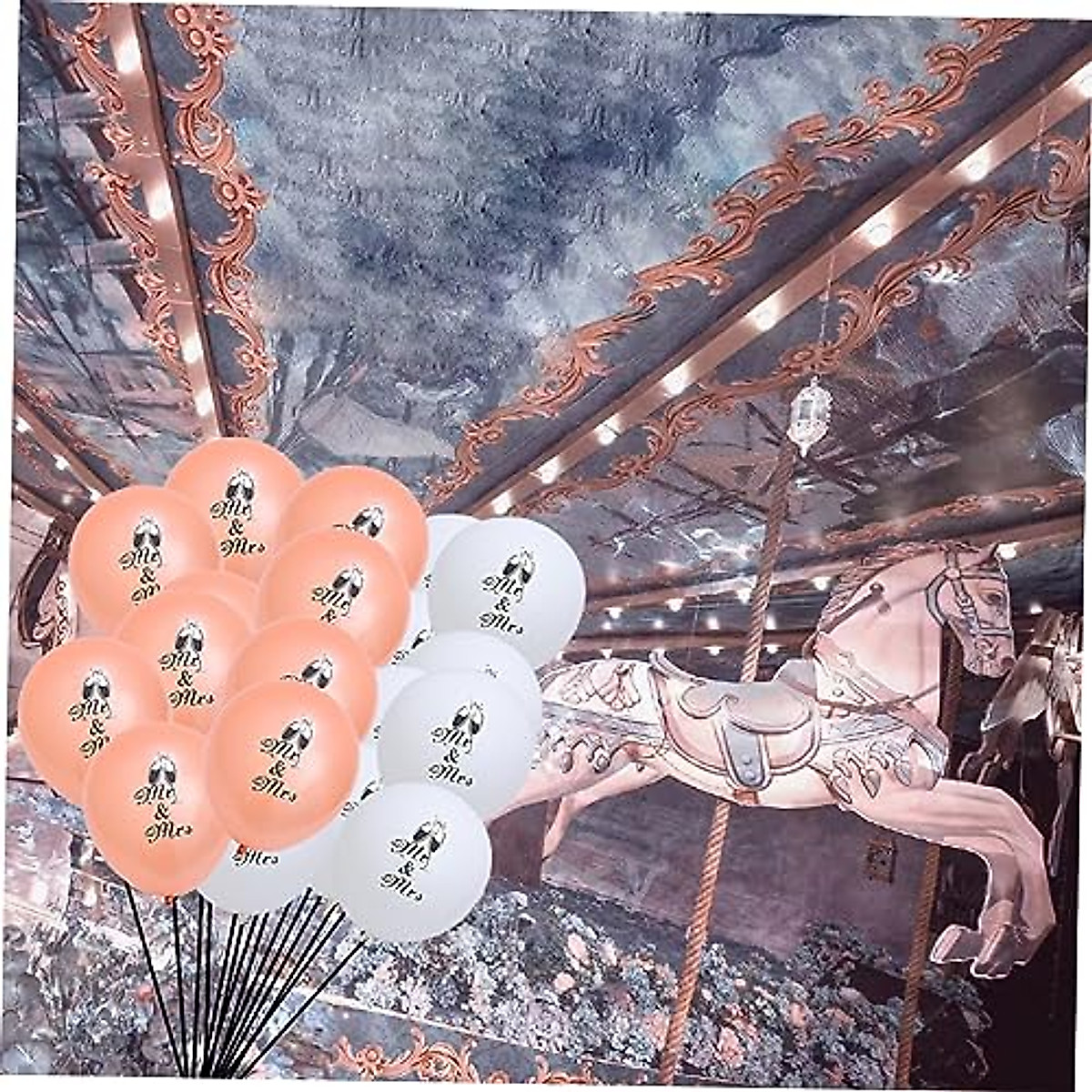 Abaodam 40 pcs Kit for Decor White Rose Ballons & Garland Decoration Latex Engagement Mrs To Mr Printed Gold Letters Day Valentines Letter Decorative Balloons Wedding and Party