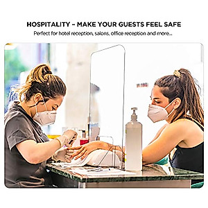 flybold Sneeze Guard for Desk Plexiglass Sheet - Barrier for Counter Acrylic Desk Divider - 92% Transparency Anti Fade Plastic Protective Shields for Office Furniture Partitions 48" X 32"