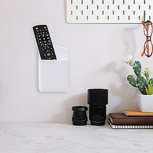 AOAOYING Remote Holders Remote Control Holder Wall Mount Media Storage Box for Home Headboard Office Playroom Bedroom Parlor Self Adhesive Atorage Box (White 4 Pack)