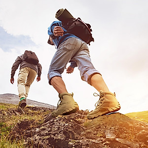 FREE SOLDIER Men's Waterproof Hiking Boots Tactical Work Boots Outdoor Lightweight Military Boots(Tan, US 9)